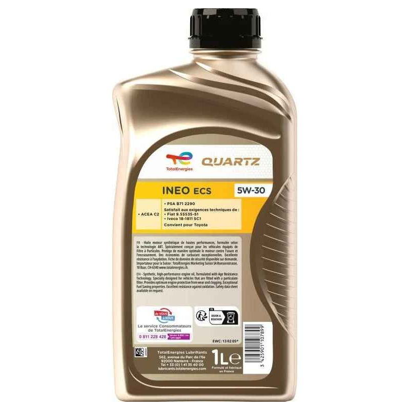 Huile moteur Quartz Ineo ECS 5W-30 1L - Eboutique TotalEnergies