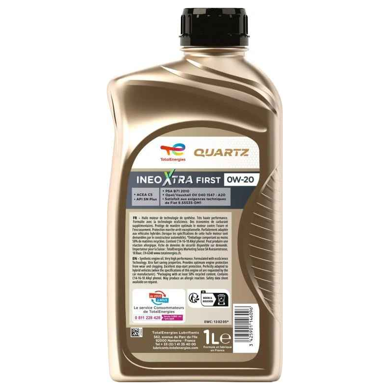 Huile moteur Quartz Ineo Xtra First 0W-20 1L - Eboutique TotalEnergies